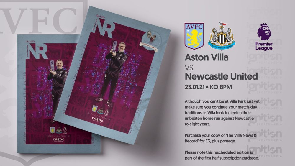 Matchday programme for Newcastle on sale now! | Aston Villa